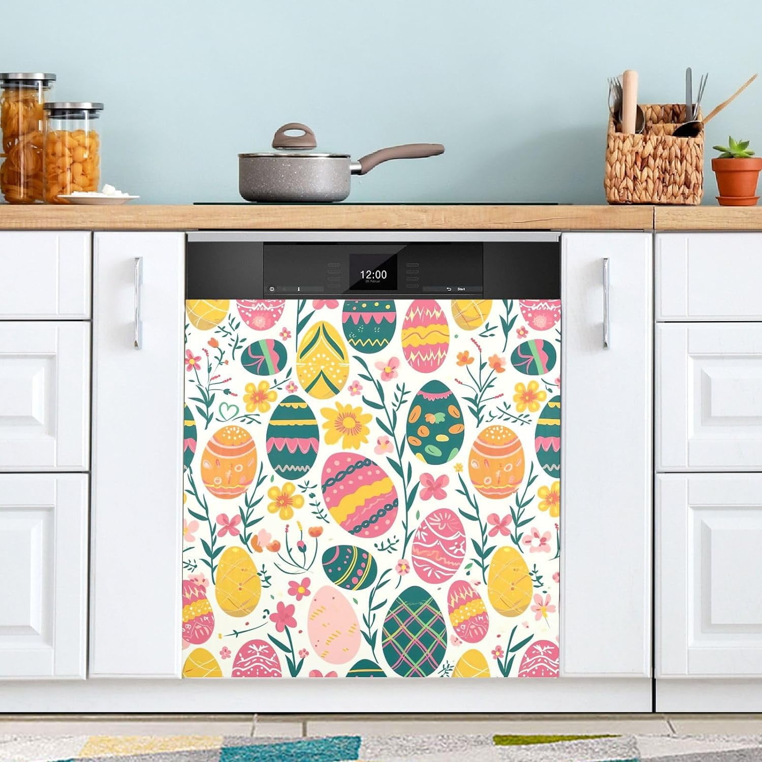 Easter Eggs Flower Dishwasher Magnet Cover, Kitchen Dish Washer Door ...