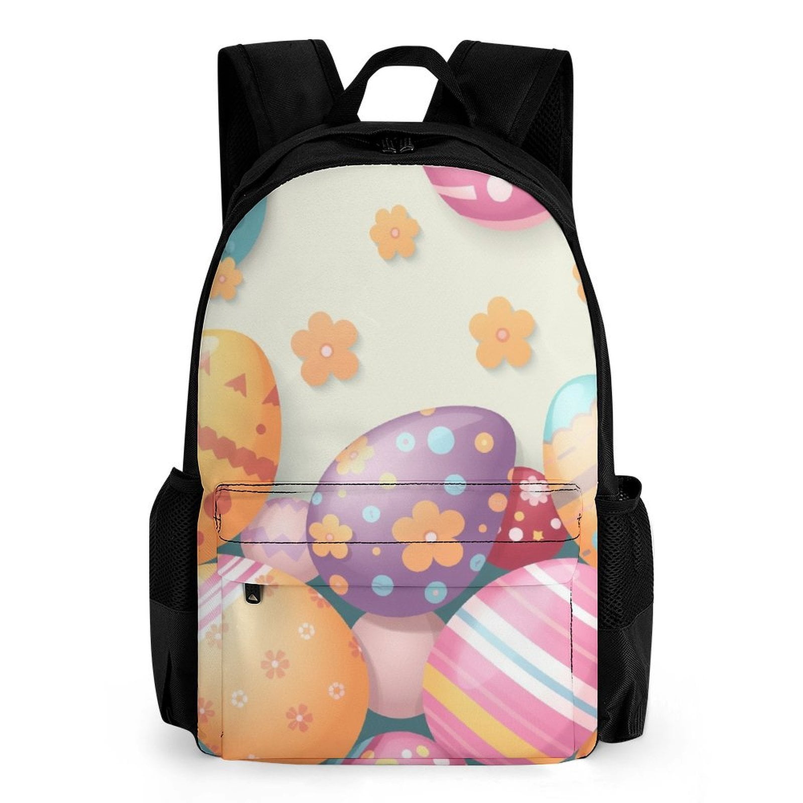 Easter Eggs Flowers Background Backpack Student Leisure Bags Colorful ...