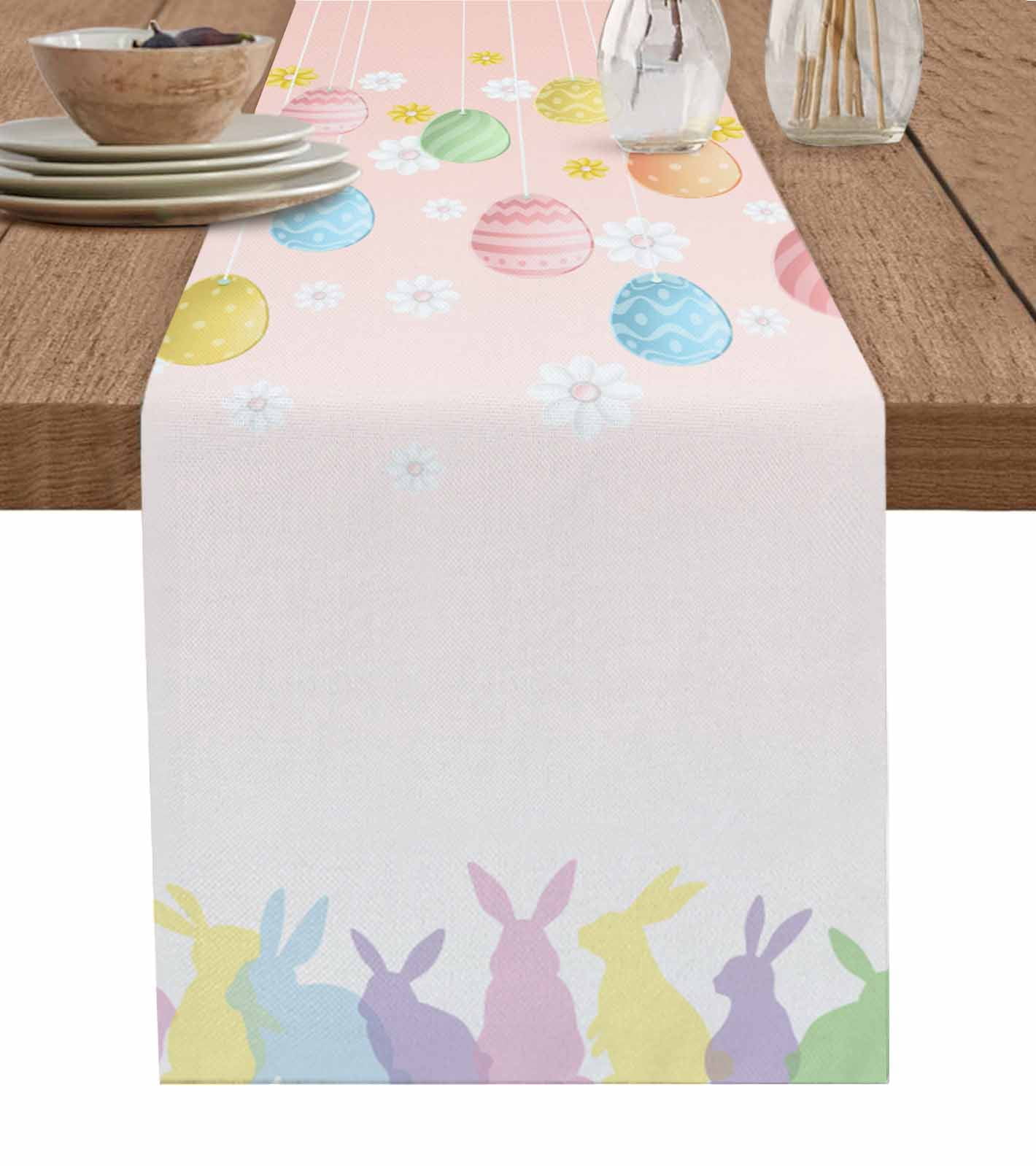 Easter Eggs Flowers Bunny Table Runners Kitchen Dining ration Table Runners Wedding Party Table ...