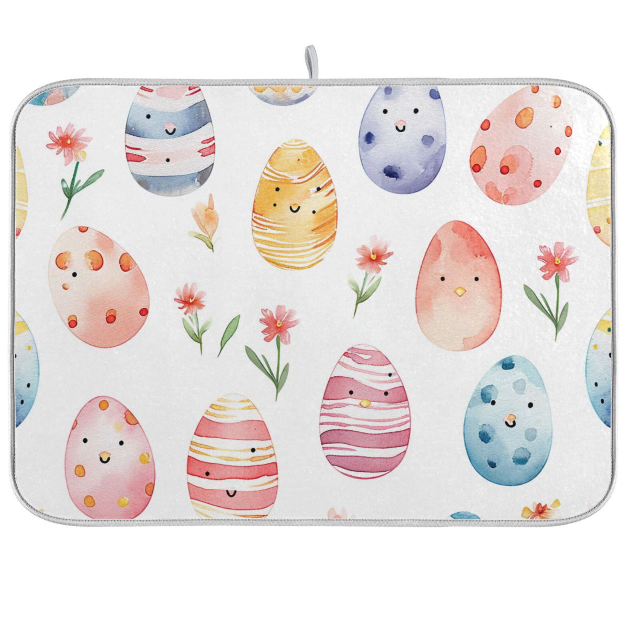 Easter Eggs Flowers Dish Drying Mat Dish Drainer Rack Mats Water ...