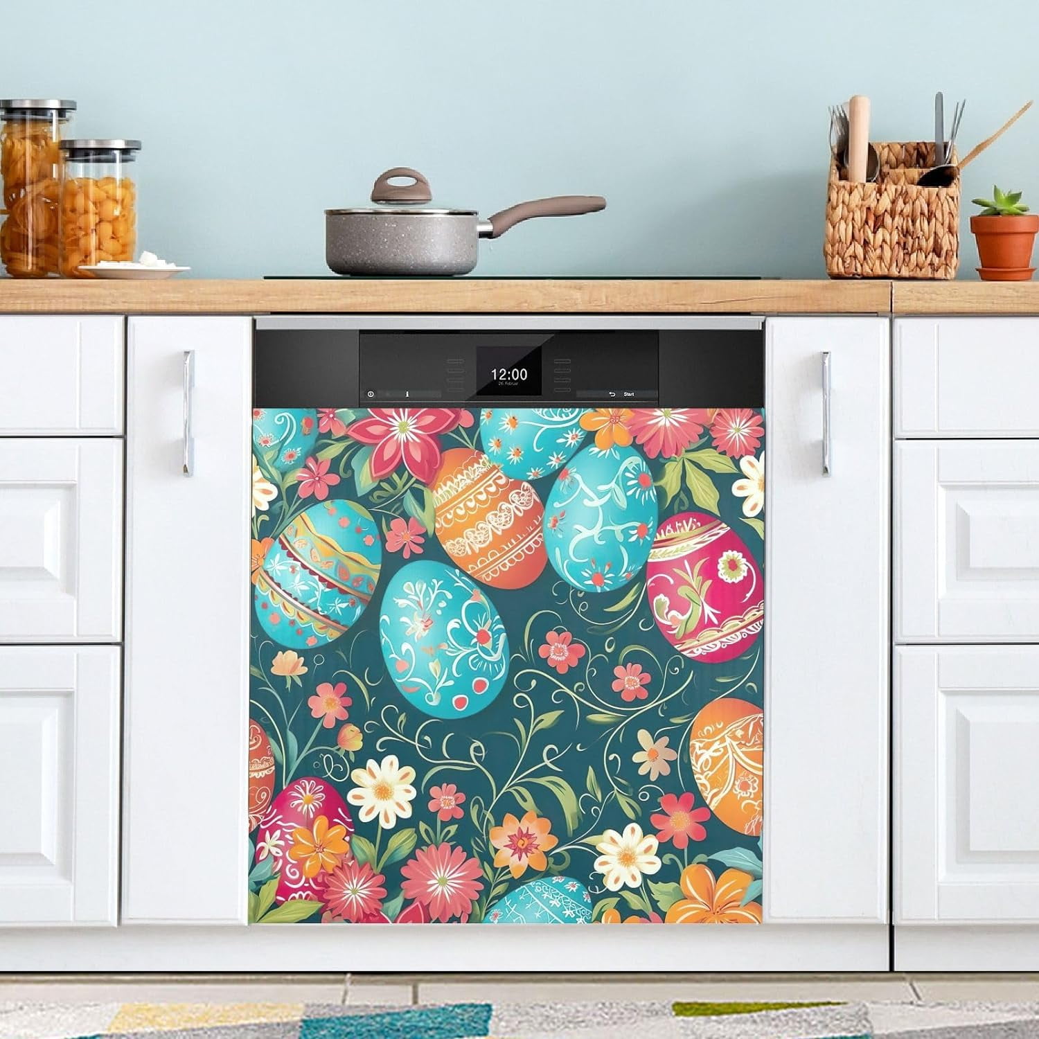 Easter Eggs Flowers Dishwasher Magnet Cover, Kitchen Dish Washer Door ...
