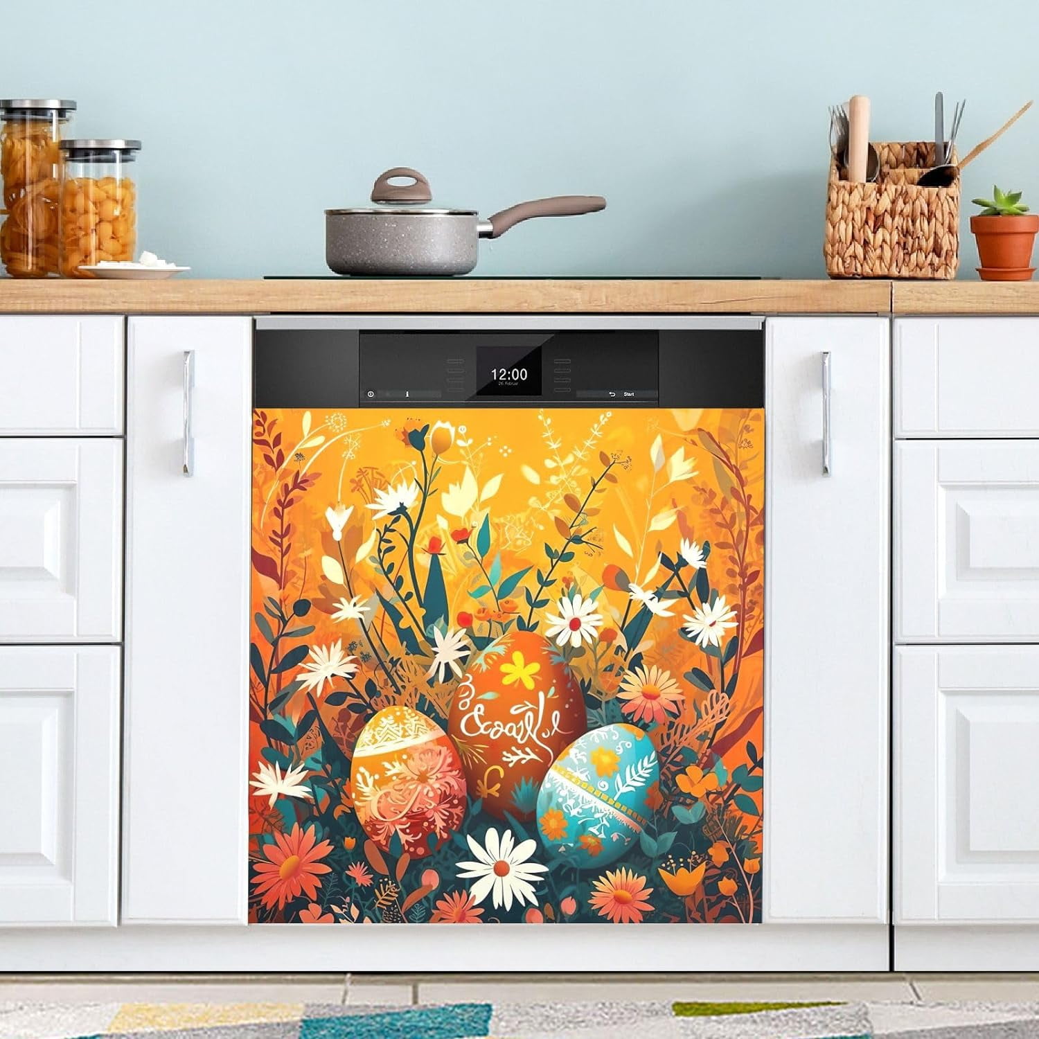 Easter Eggs Flowers Dishwasher Magnet Cover, Kitchen Dish Washer Door ...