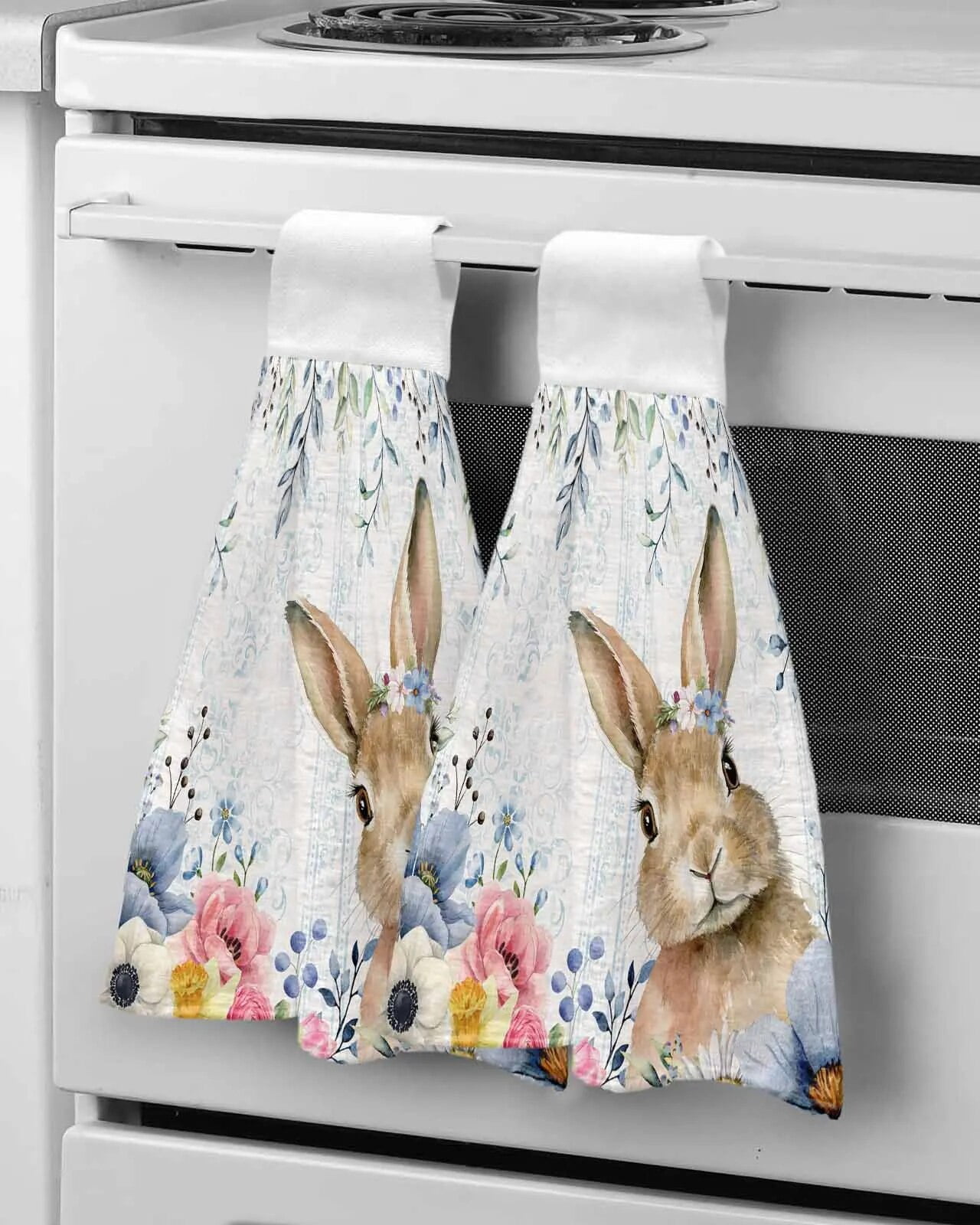 Easter Eggs Flowers Plants Leaves Rabbits Hand Towel Soft Microfiber ...