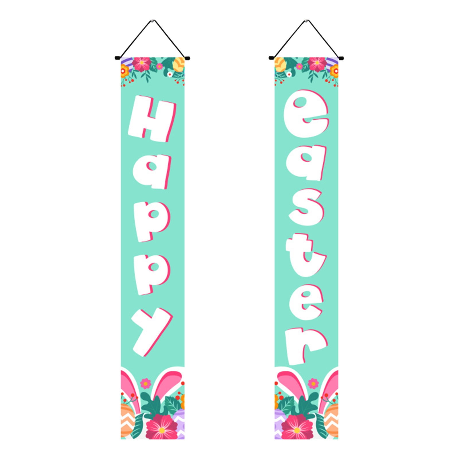 Easter Eggs- Happy Easter Porch Banner Bunny Egg Rabbit Party Front Door Sign Wall Hanging ...