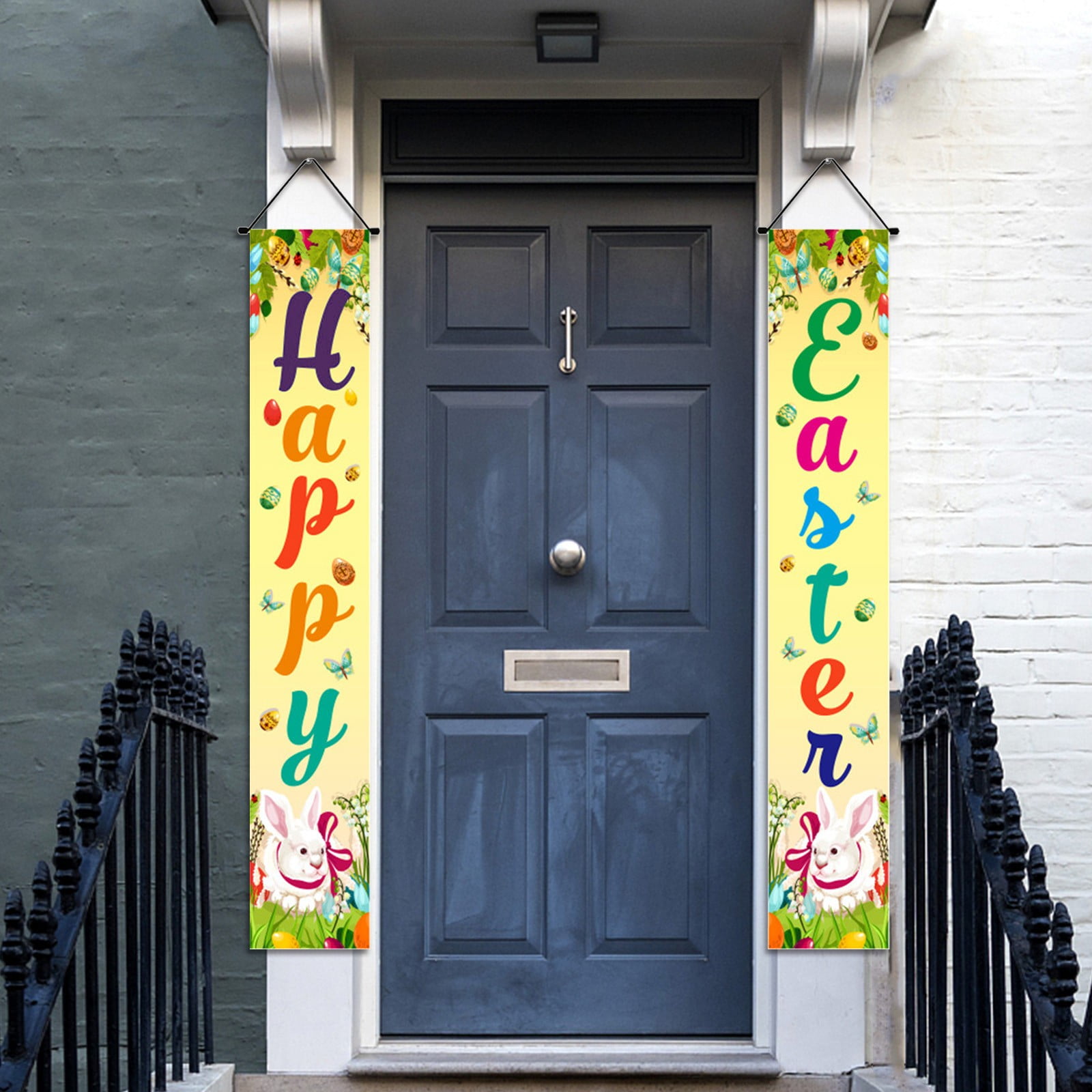Easter Eggs- Happy Easter Porch Banner Bunny Egg Rabbit Party Front ...