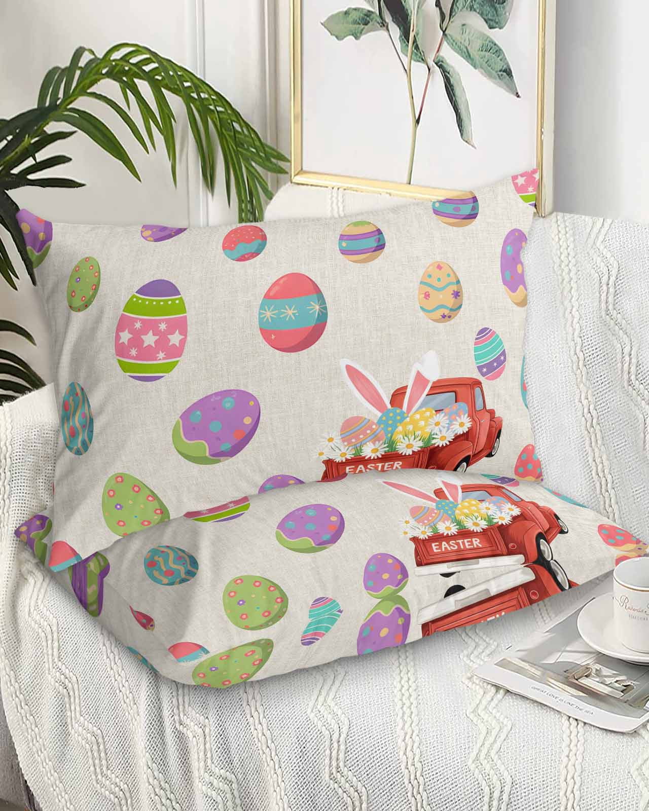 Easter Eggs King Pillow Cases Set of 2 - Microfiber Bed Throw Pillow ...
