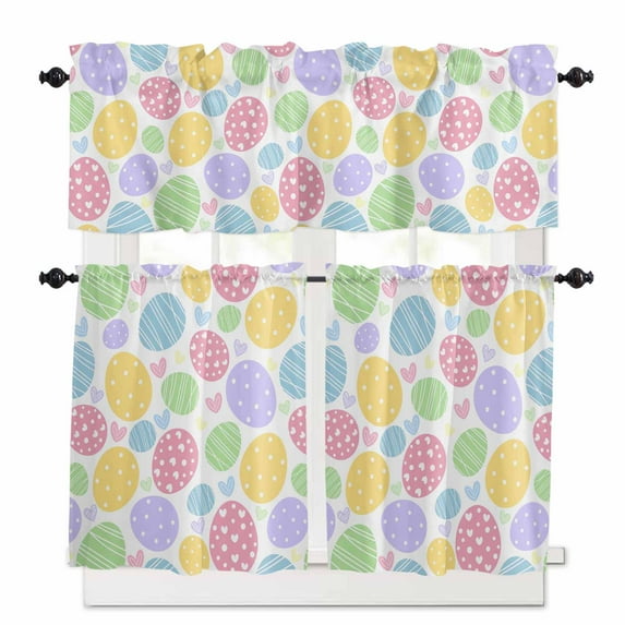 Easter Eggs Kitchen Curtains Valances and Tiers Set of 3 Spring Cute ...