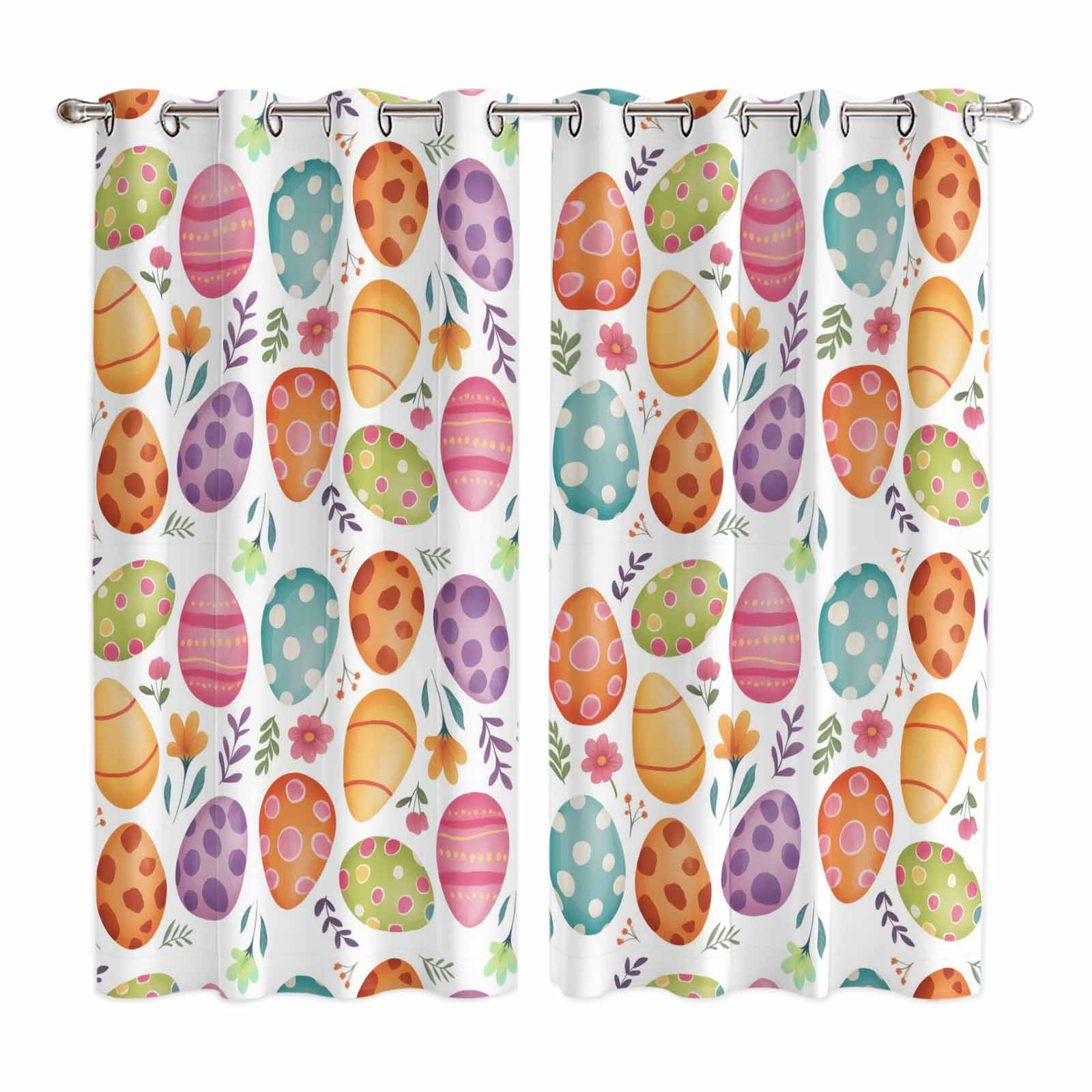 Easter Eggs Kitchen Curtains Window Panels, Colorful Eggs Spring ...