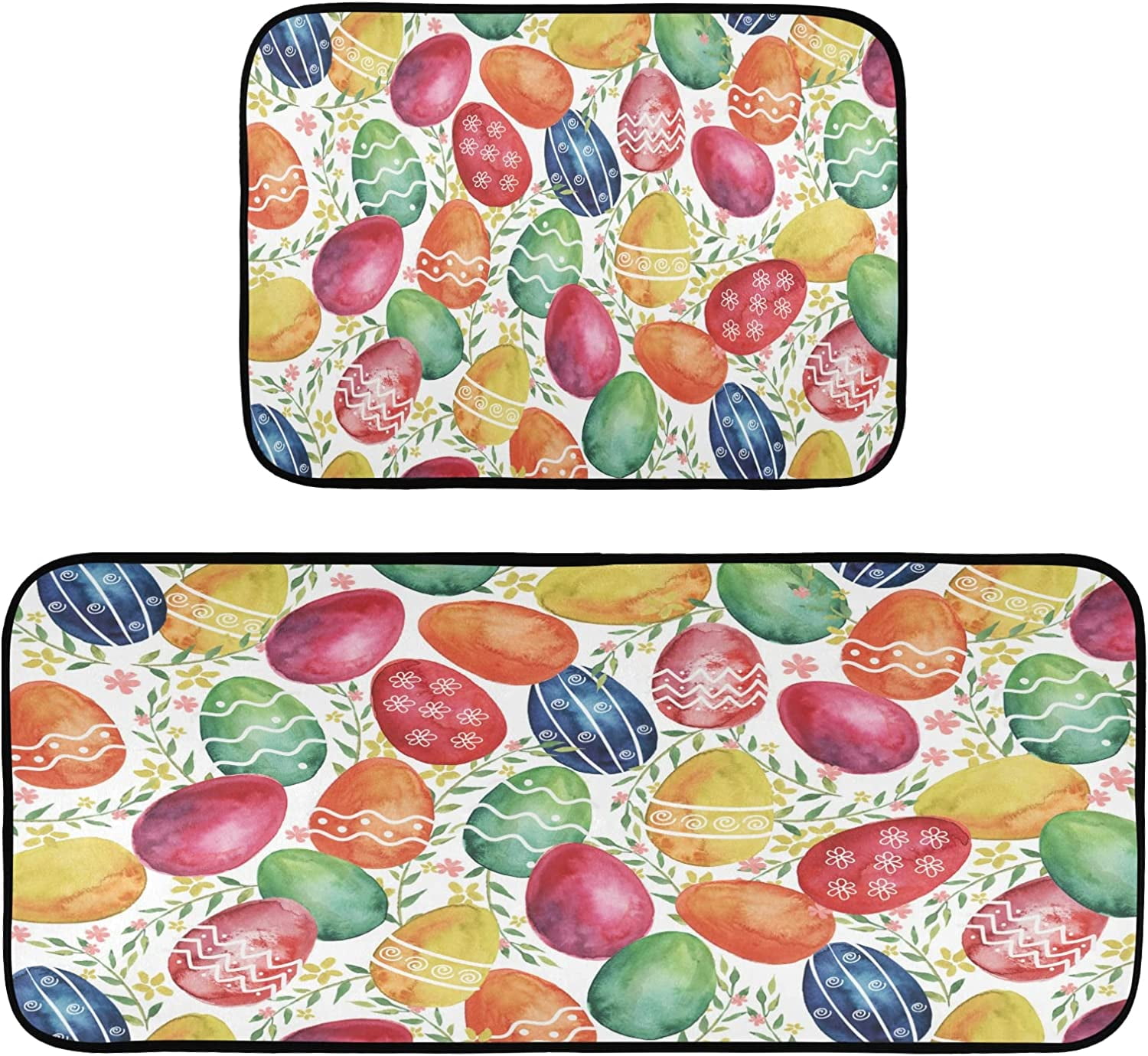 Easter Eggs Kitchen Mats Spring Flowers Kitchen Rugs Runner Laundry Rug ...