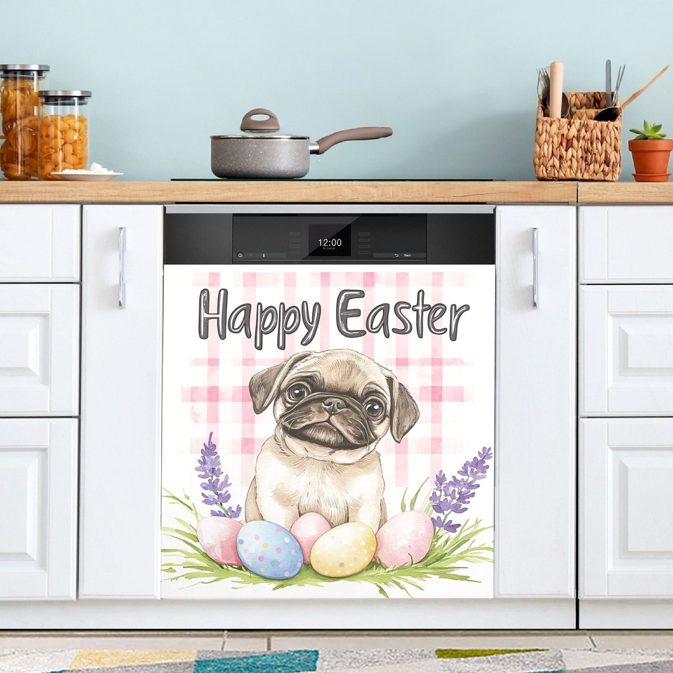 Easter Eggs Lavander Puppy Dishwasher Magnet Refrigerator Magnetic ...