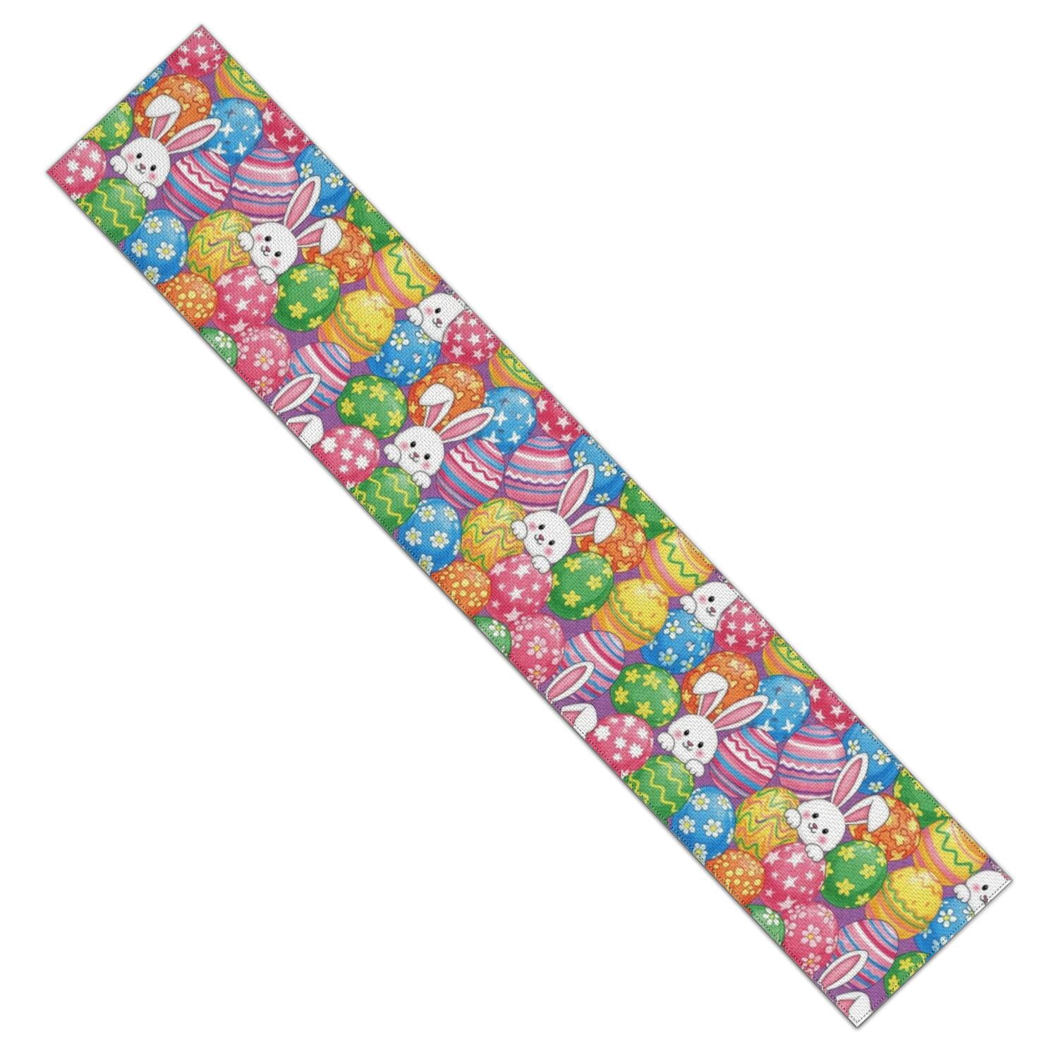 Easter and Eggs Multicolor Pattern Table Runner,Kitchen Dining Table ...