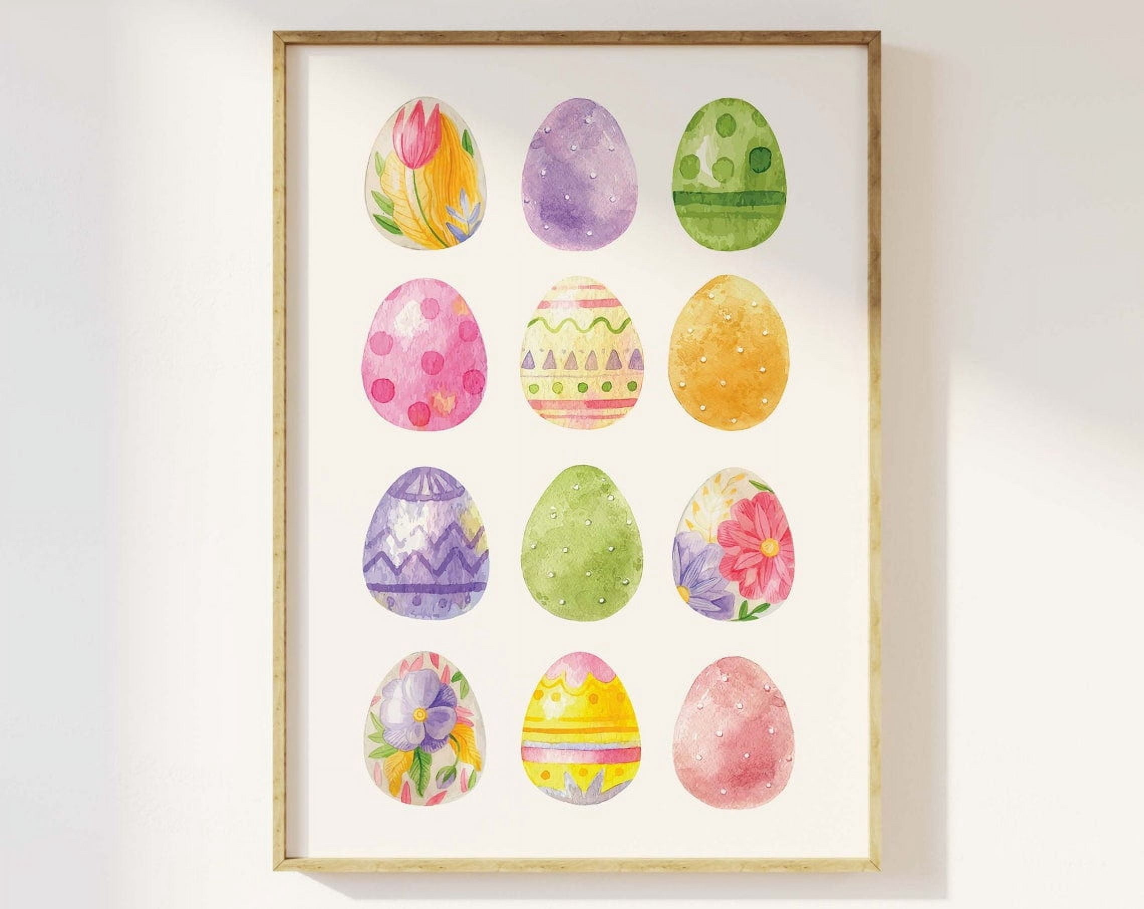 Easter Eggs Print, Art, Cute Watercolor Easter Art Print, Pink Pastel ...
