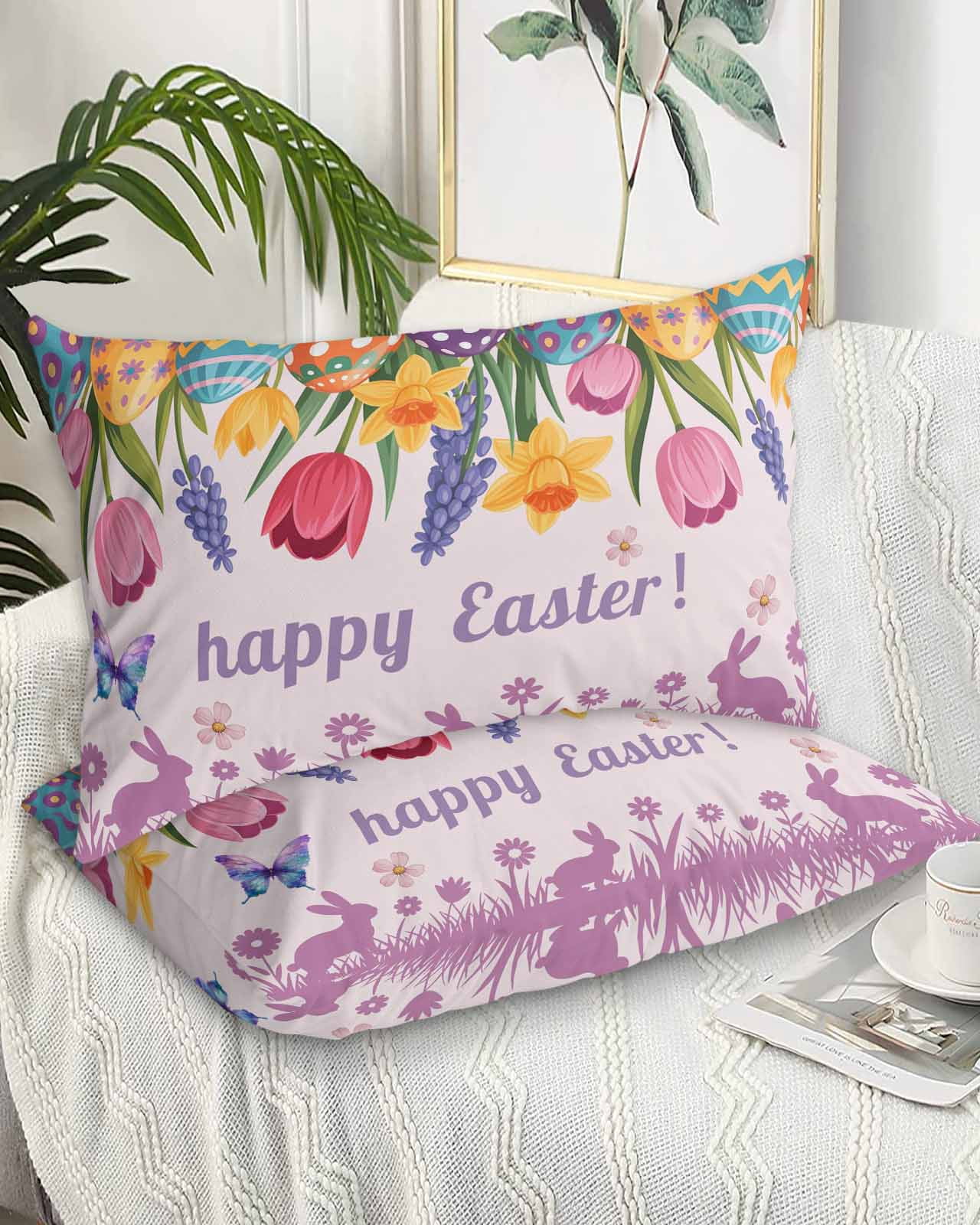 Easter Eggs Queen Pillow Cases Set of 2 - Microfiber Bed Throw Pillow ...
