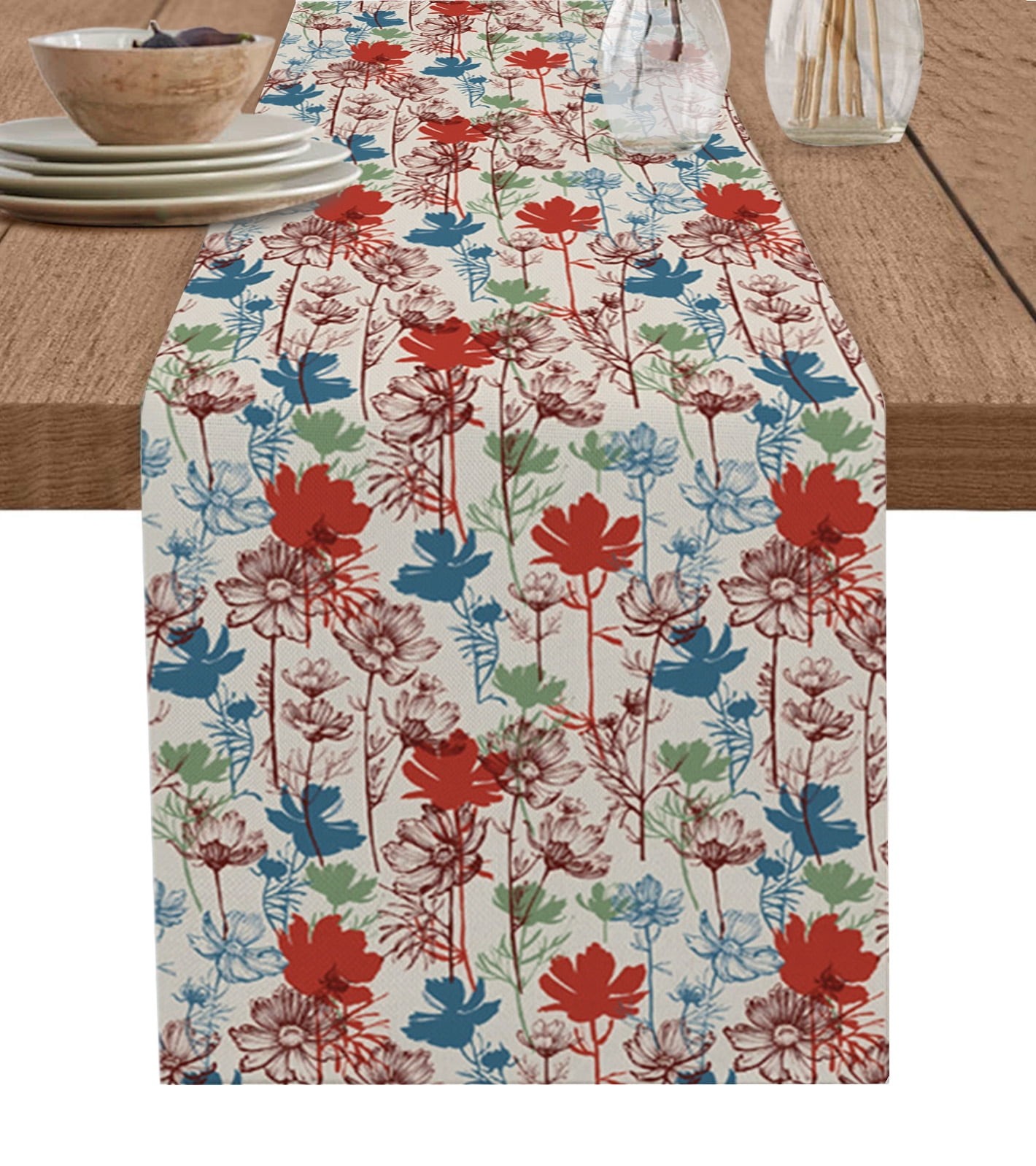 Easter Eggs Rabbit Flower Spring Table Runner Party Dining Table Cover ...