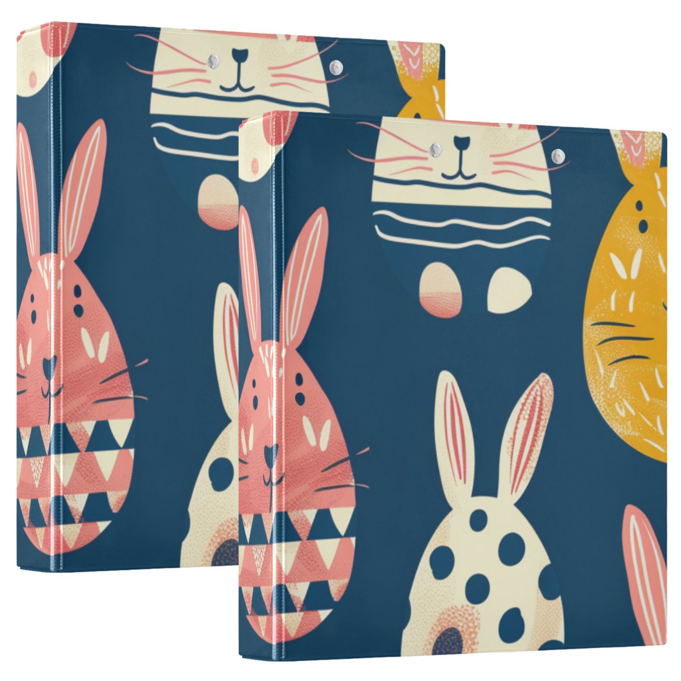 Easter Eggs Rabbits Doddle Style Round Ring Binder 3 Rings 1.5 ...
