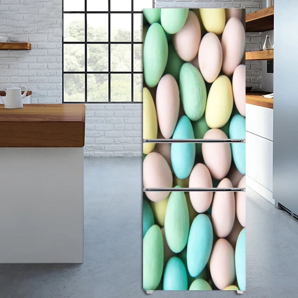 Easter Eggs Refrigerator Sticker Door Cover Sticker Floral Vinyl ...