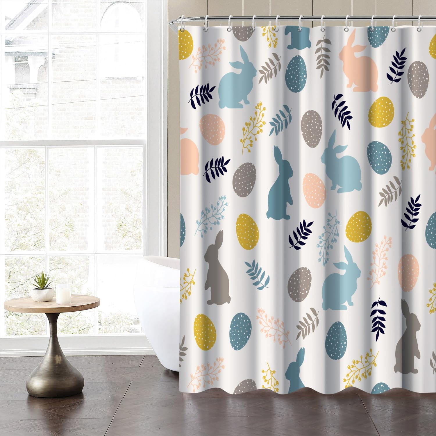 Easter Eggs Shower Curtain for Bathroom Decor Pink Blue Cute Cartoon ...