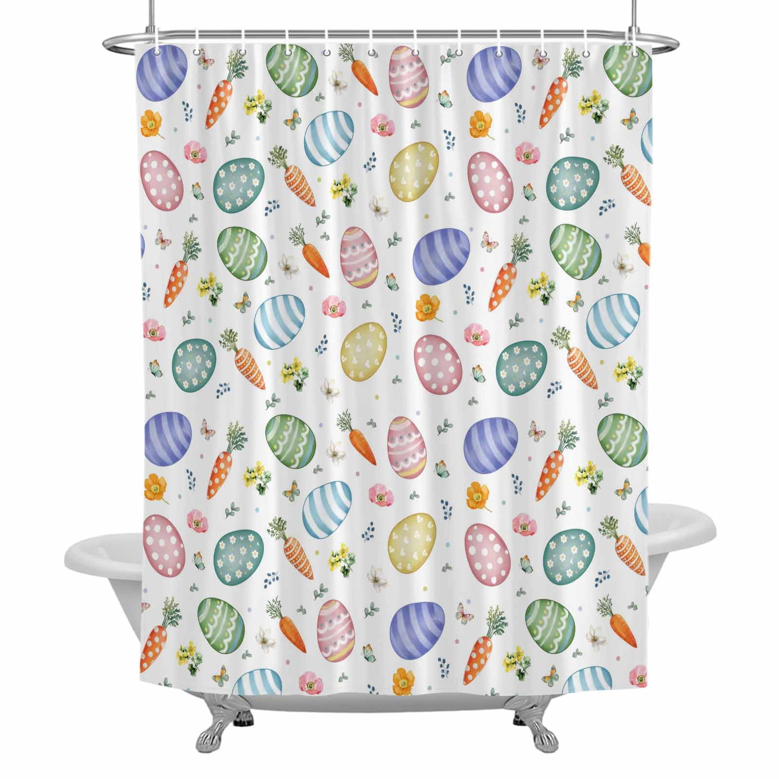 Easter Eggs Shower Curtain for Bathroom, Spring Colored Eggs Floral ...