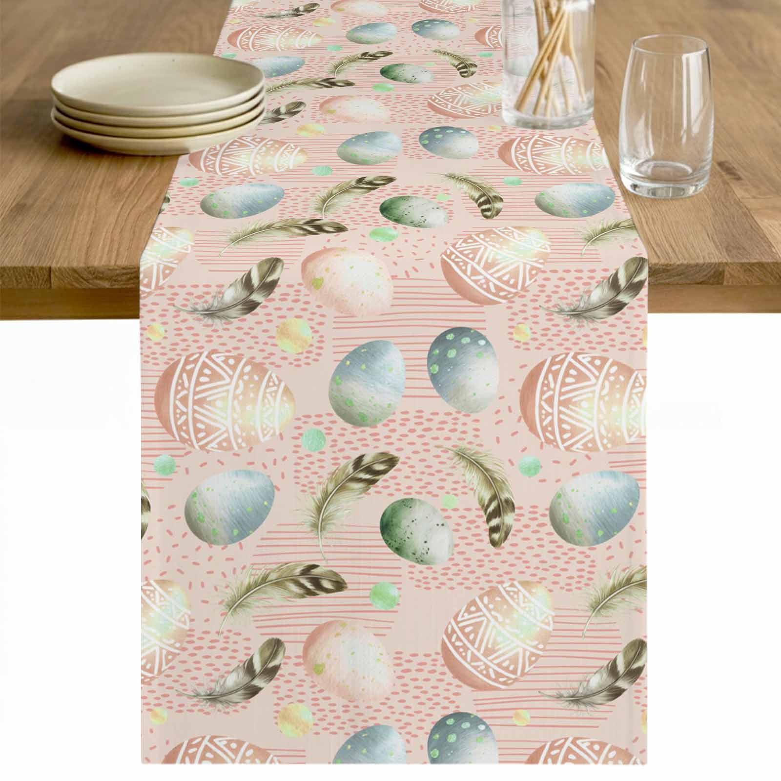 Easter Eggs Table Runner - 90 Inch Long Spring Ethnic Colorful Egg ...