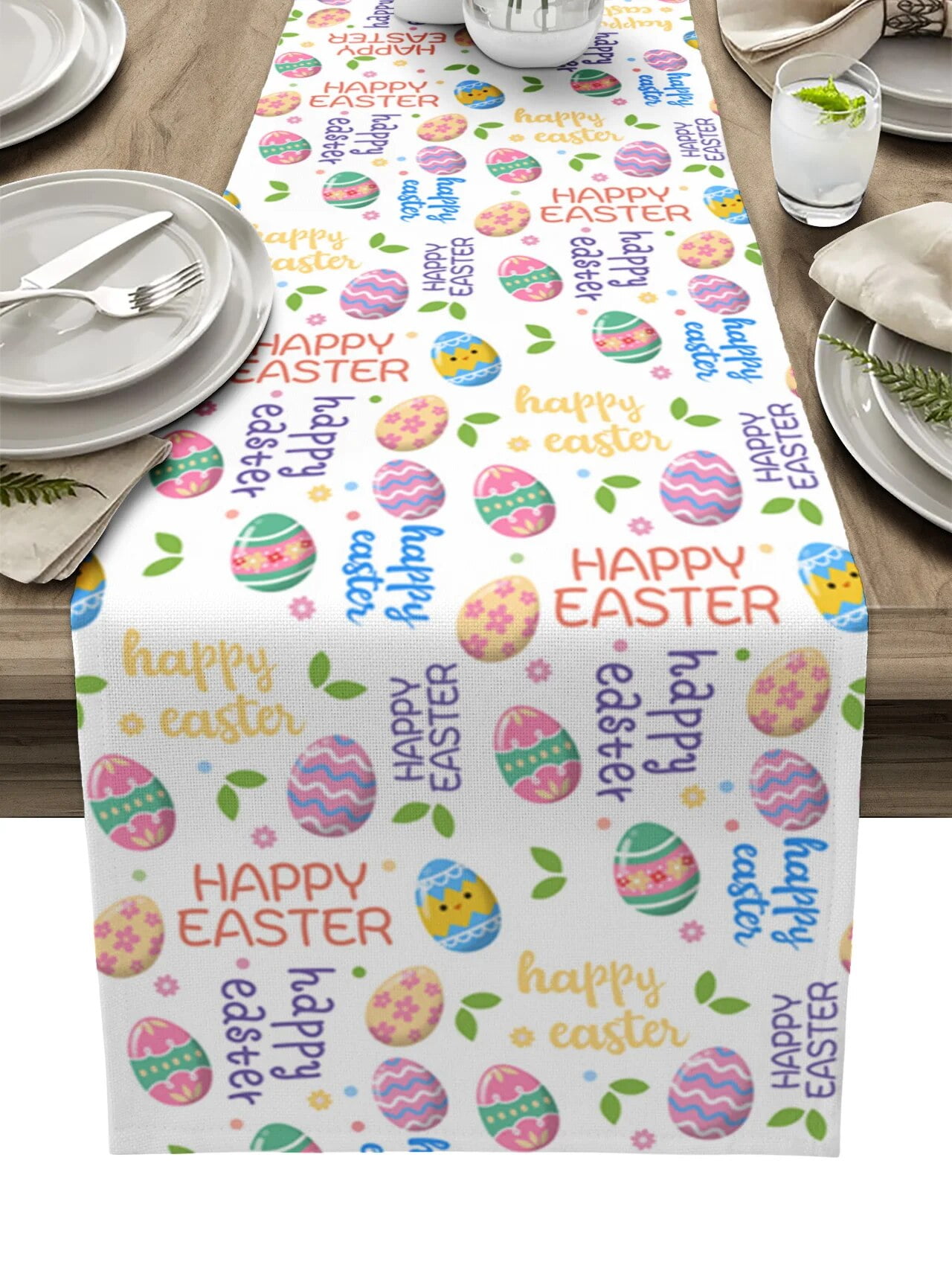 Easter Eggs Table Runner Country Decor Tableclothss for Dining Table ...