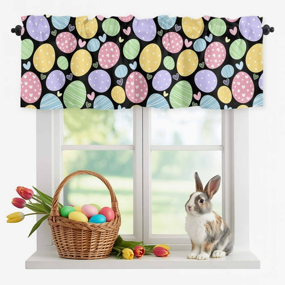 Easter Eggs Valances for Windows, Spring Cute Pink Yellow Green Blue ...