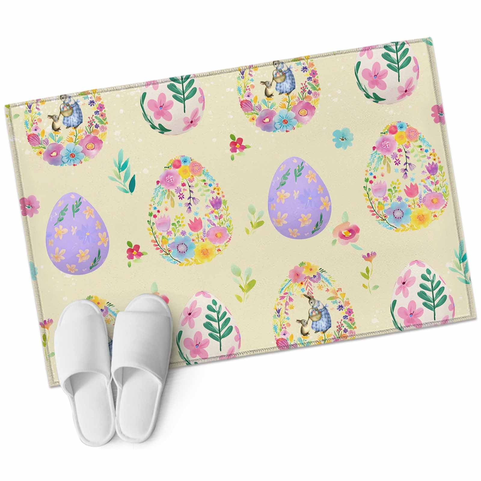 Easter Eggs Washable Area Rug 2 x 3 ft Spring Rabbits Floral Eggs ...