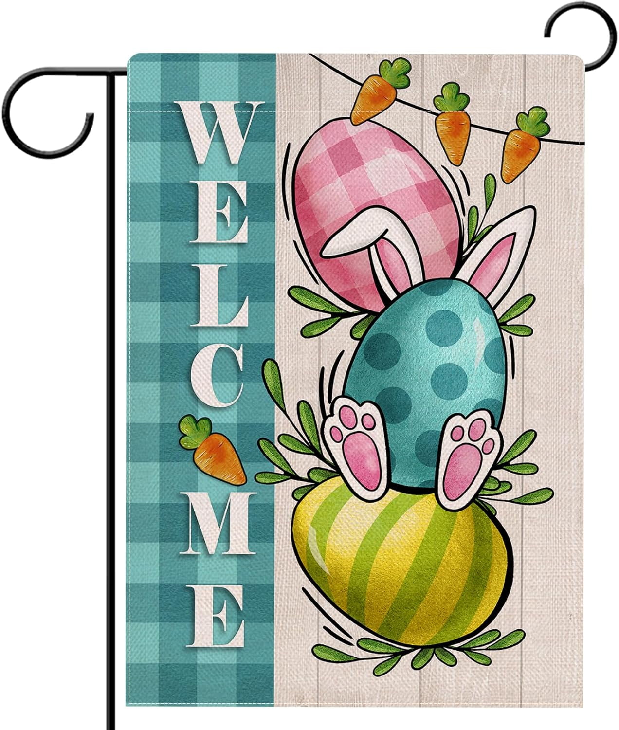 Easter Eggs Welcome House Flag Double Sided, Bunny Rabbit Decorative ...
