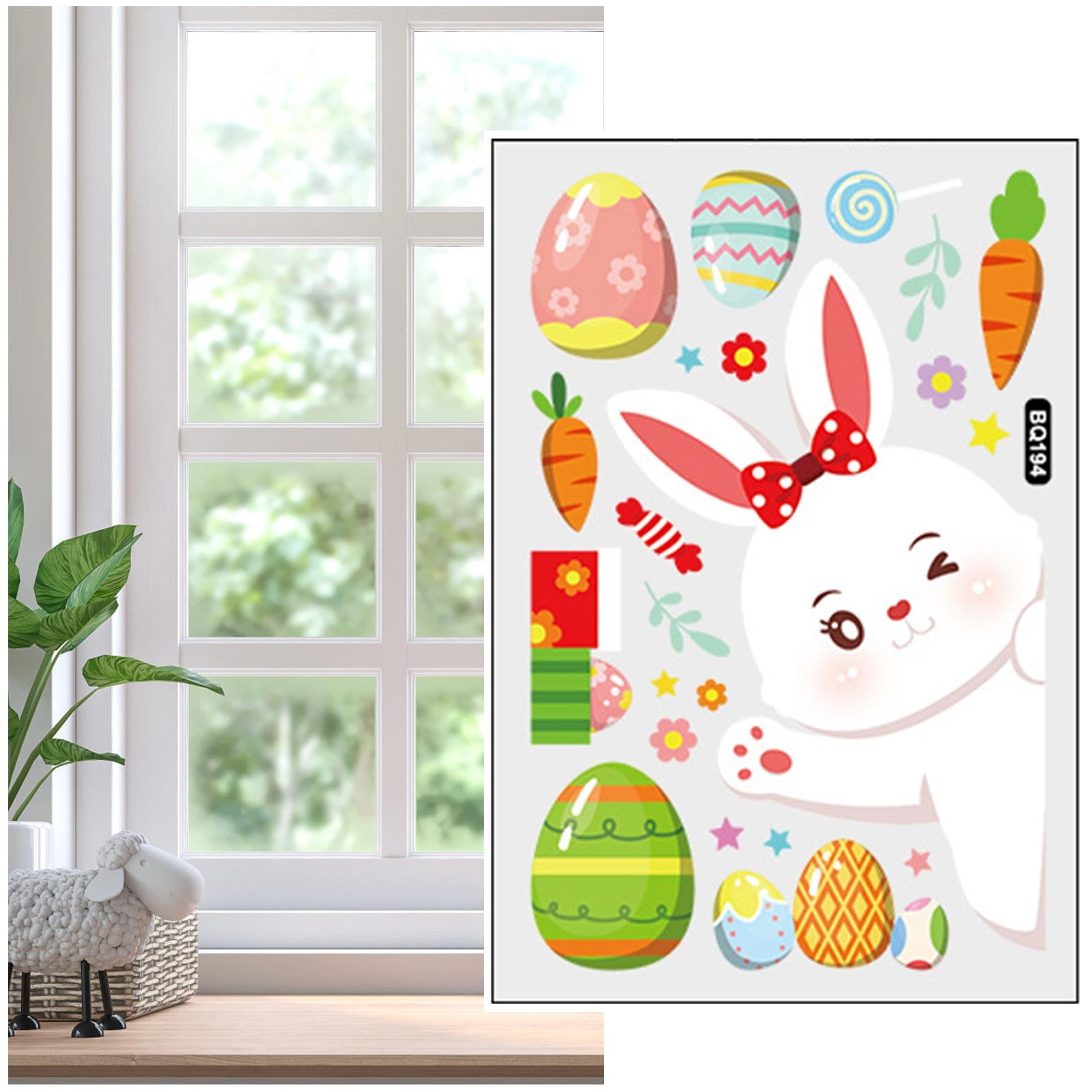 Booth Easter Window Clings Cute Bunny Window Stickers Radish Eggs ...