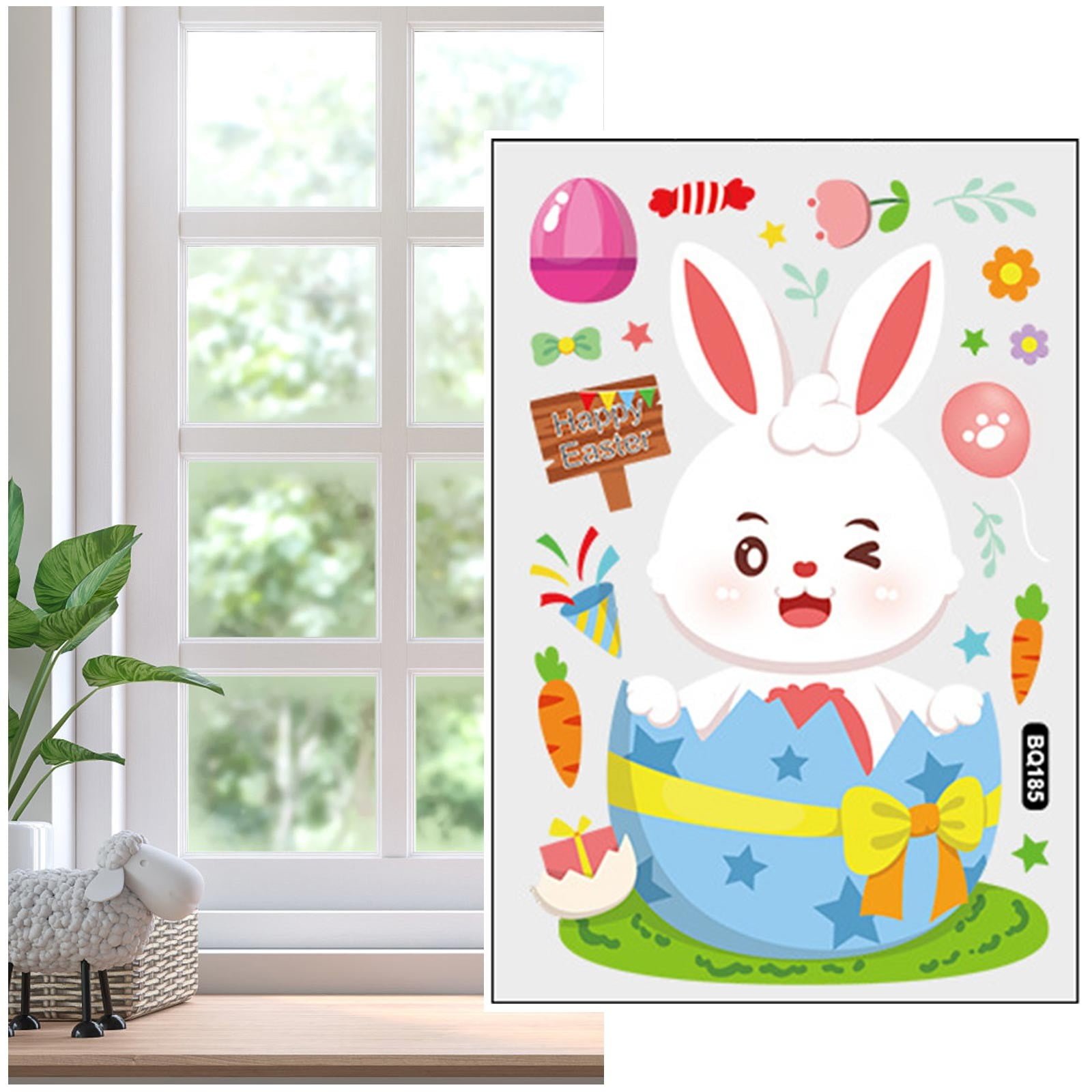 Bunnies Decals Easter Window Clings Cute Bunny Window Stickers Radish ...