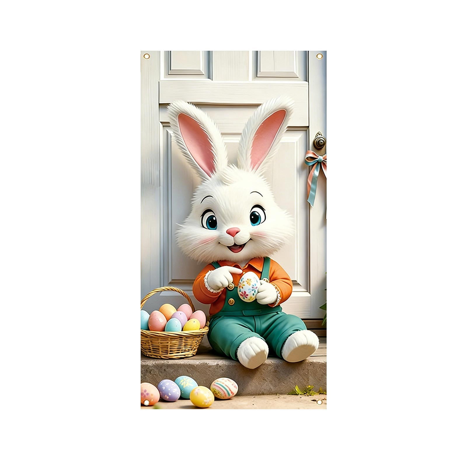 Easter Eggs and Rabbit Door Cover Curtain, 35x72 Inch Festival Party ...