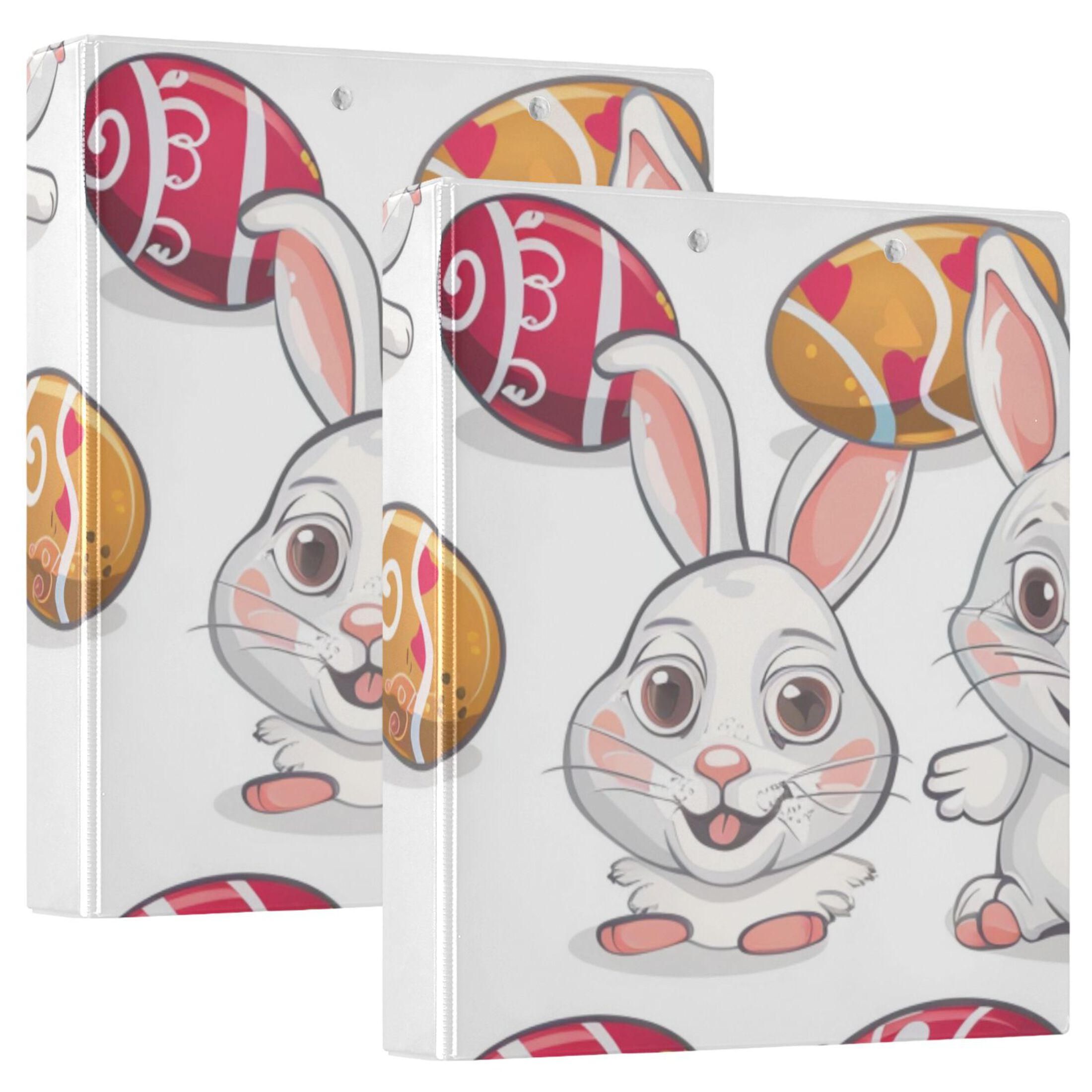 Easter Eggs and Rabbits Round Ring Binder 3 Rings 1.5" Capacity File ...