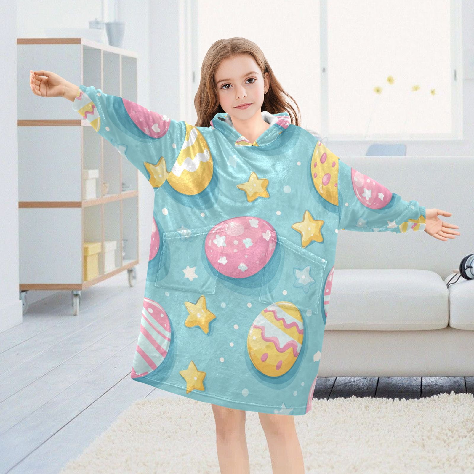 Easter Eggs in Blue Oversized Wearable Blanket Hoodie Sweatshirt ...