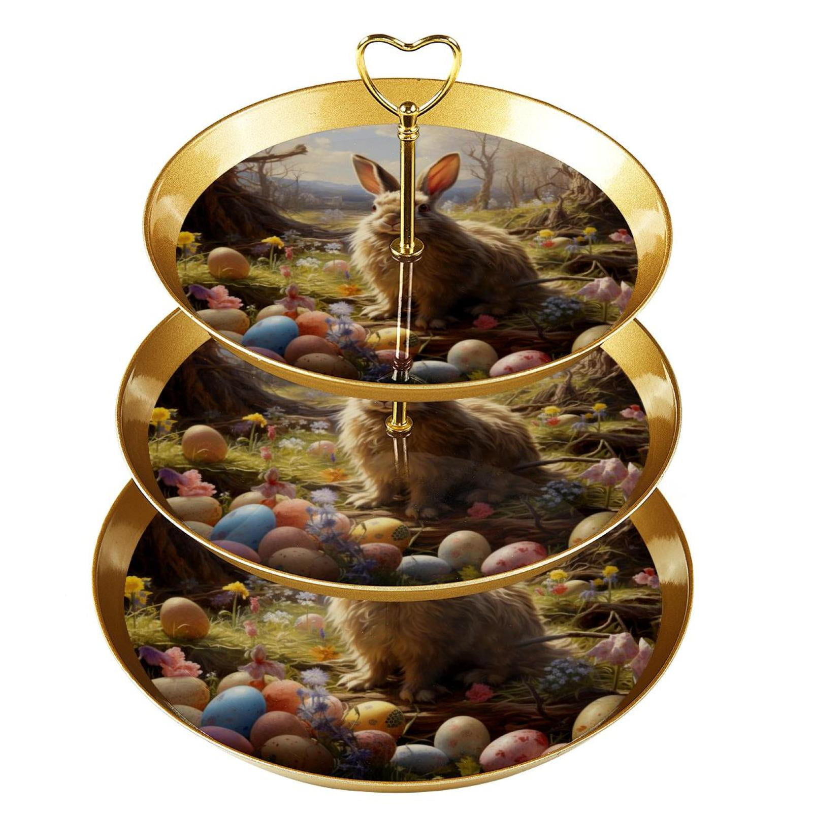 Easter Elegant Plastic Dessert Table Display Tray Stand with Iron ...