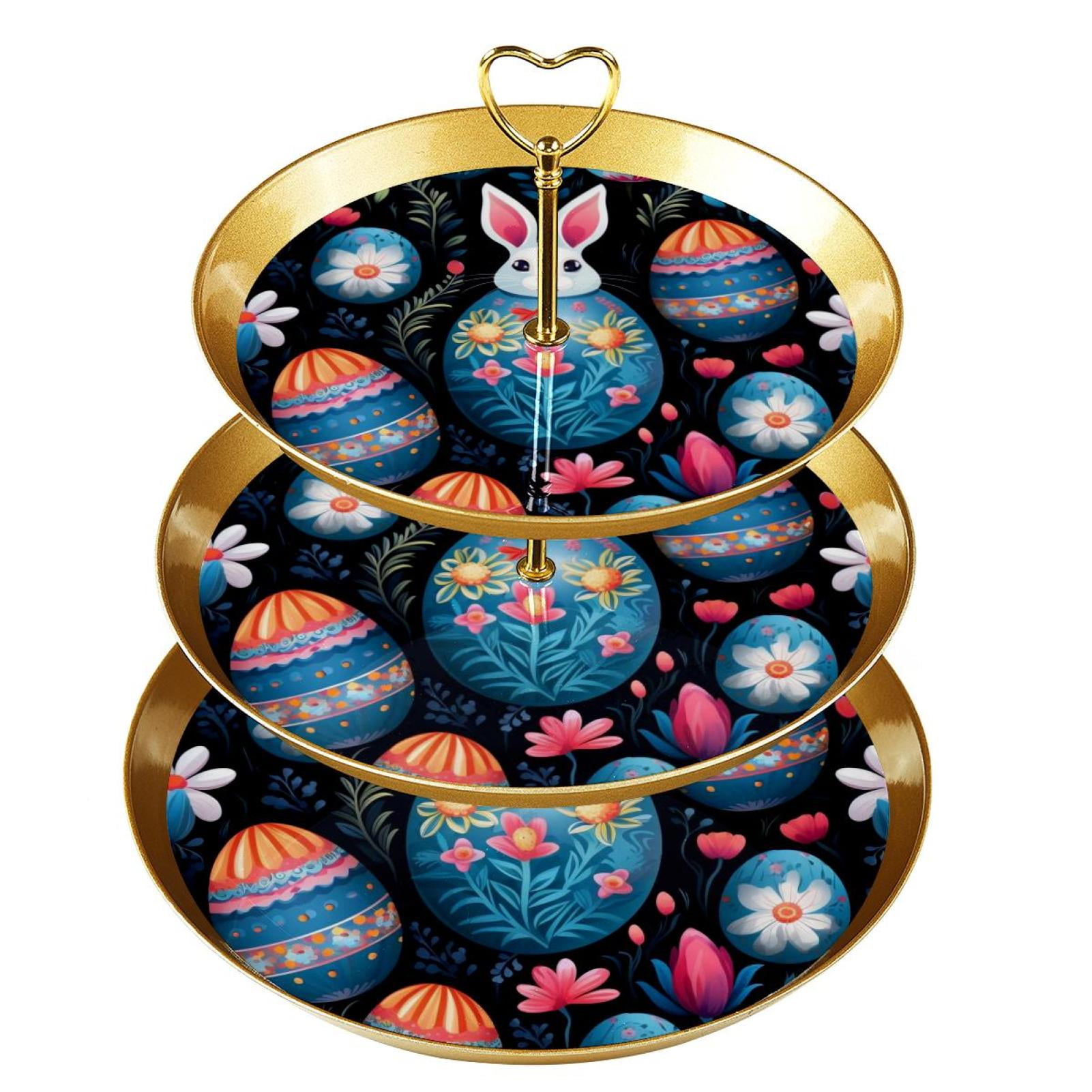 Easter Elegant Plastic Discs Cupcake Stand with Iron Pillars - 3 Tier ...