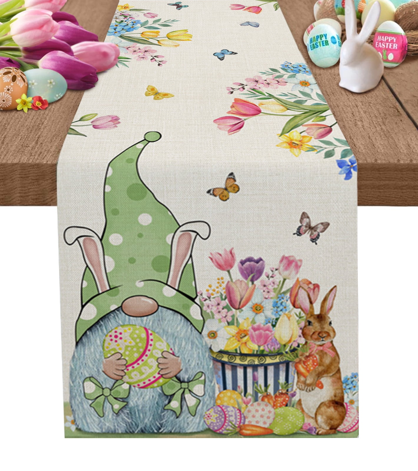 Easter Eucalyptus Rabbit Ear Table Runner Wedding r Table Cover Holiday ...
