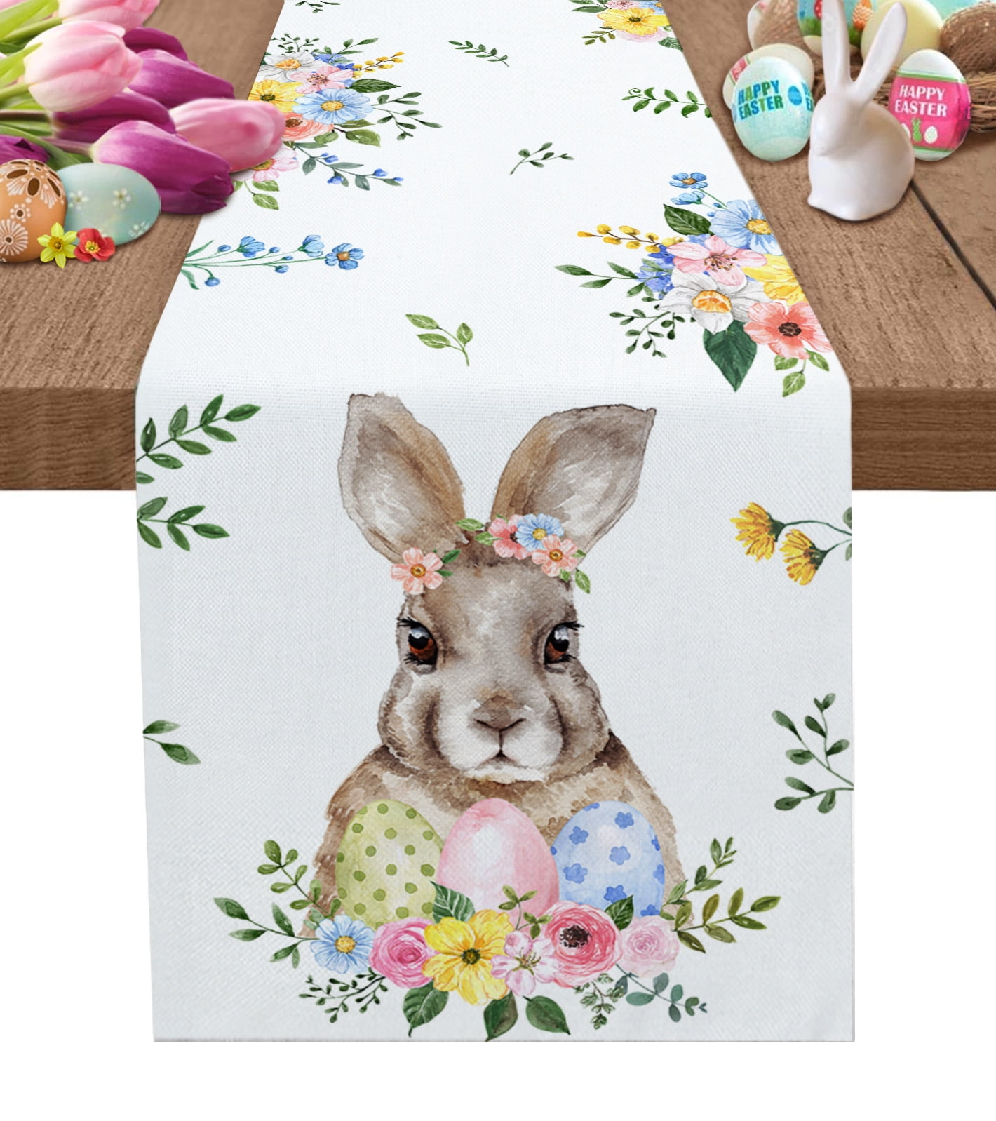 Easter Eucalyptus Rabbit Ear Table Runner Wedding r Table Cover Holiday ...