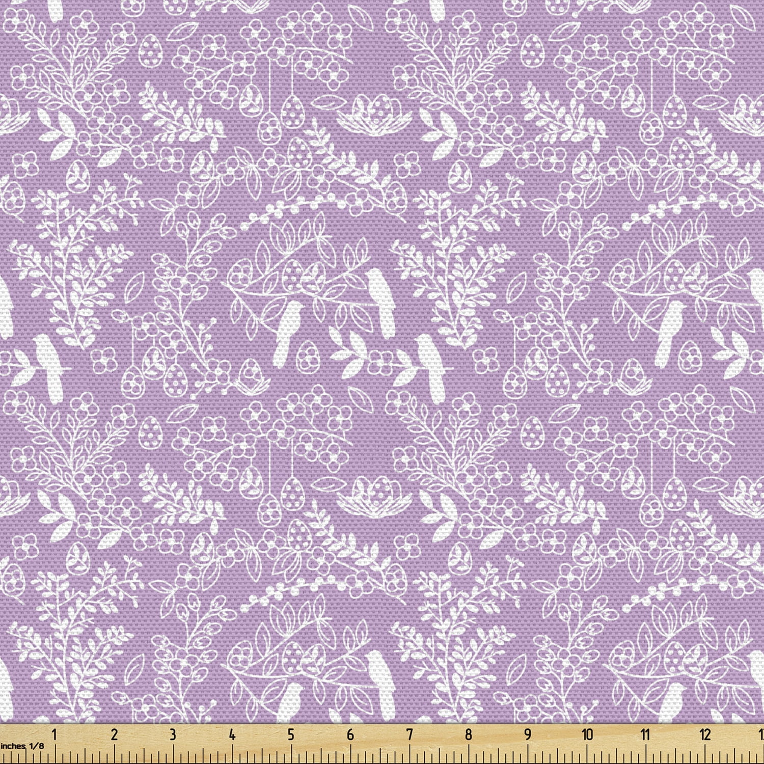 Easter Fabric by the Yard, Monochrome Easter Theme Rabbit Eggs Flowers ...