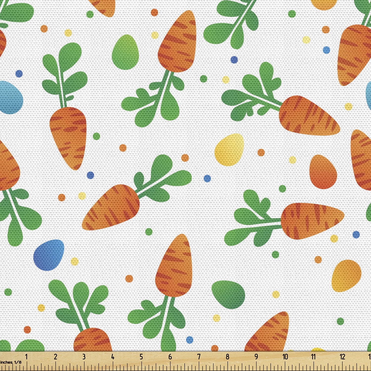 Ambesonne Easter Fabric by the Yard Upholstery, Orange Carrots Eggs ...
