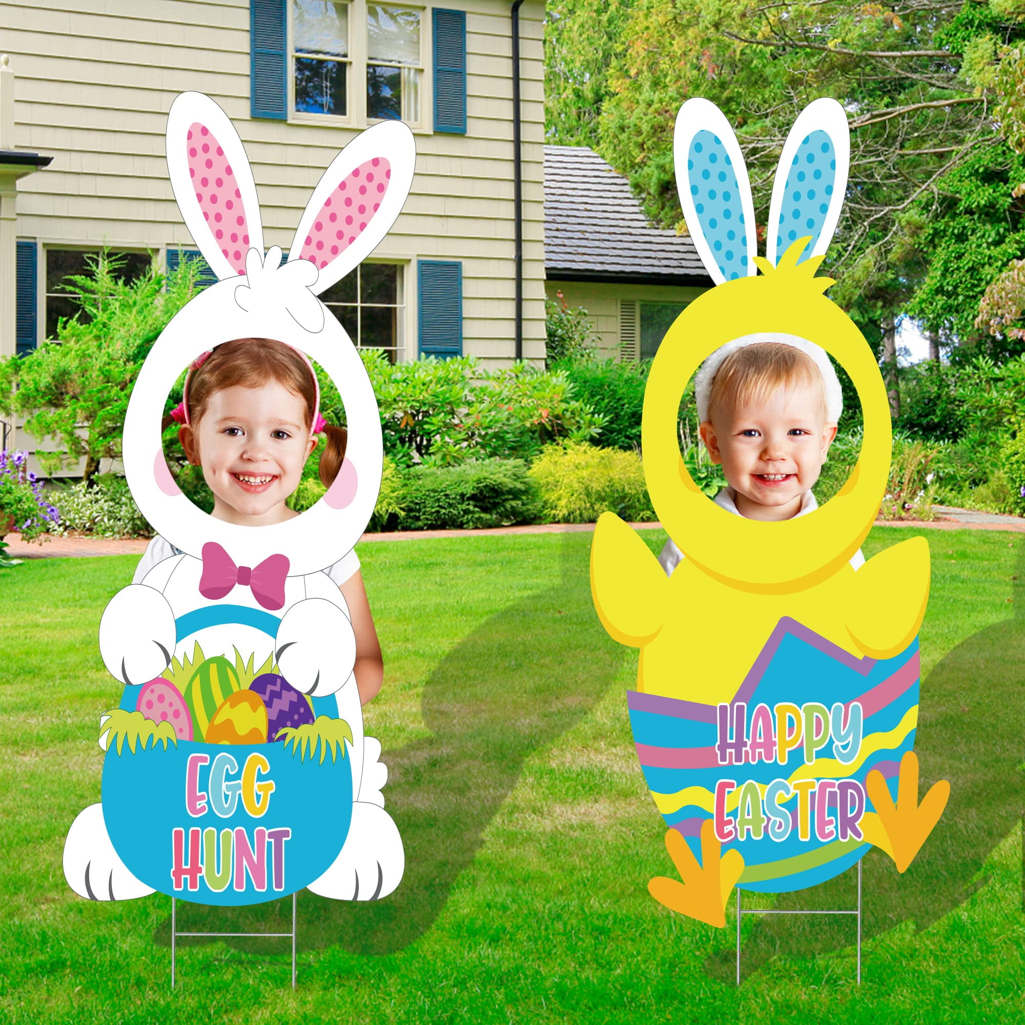 Easter Face Yard Sign Decorations, Large Easter Bunny & Yard Sign with ...