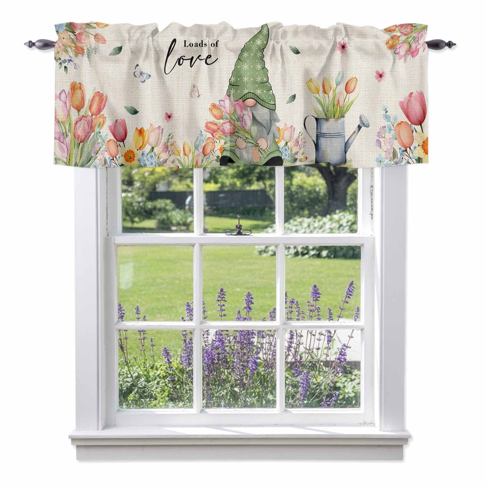 Easter Farmhouse Gnome Valances for Windows,Rod Pocket Valance for ...