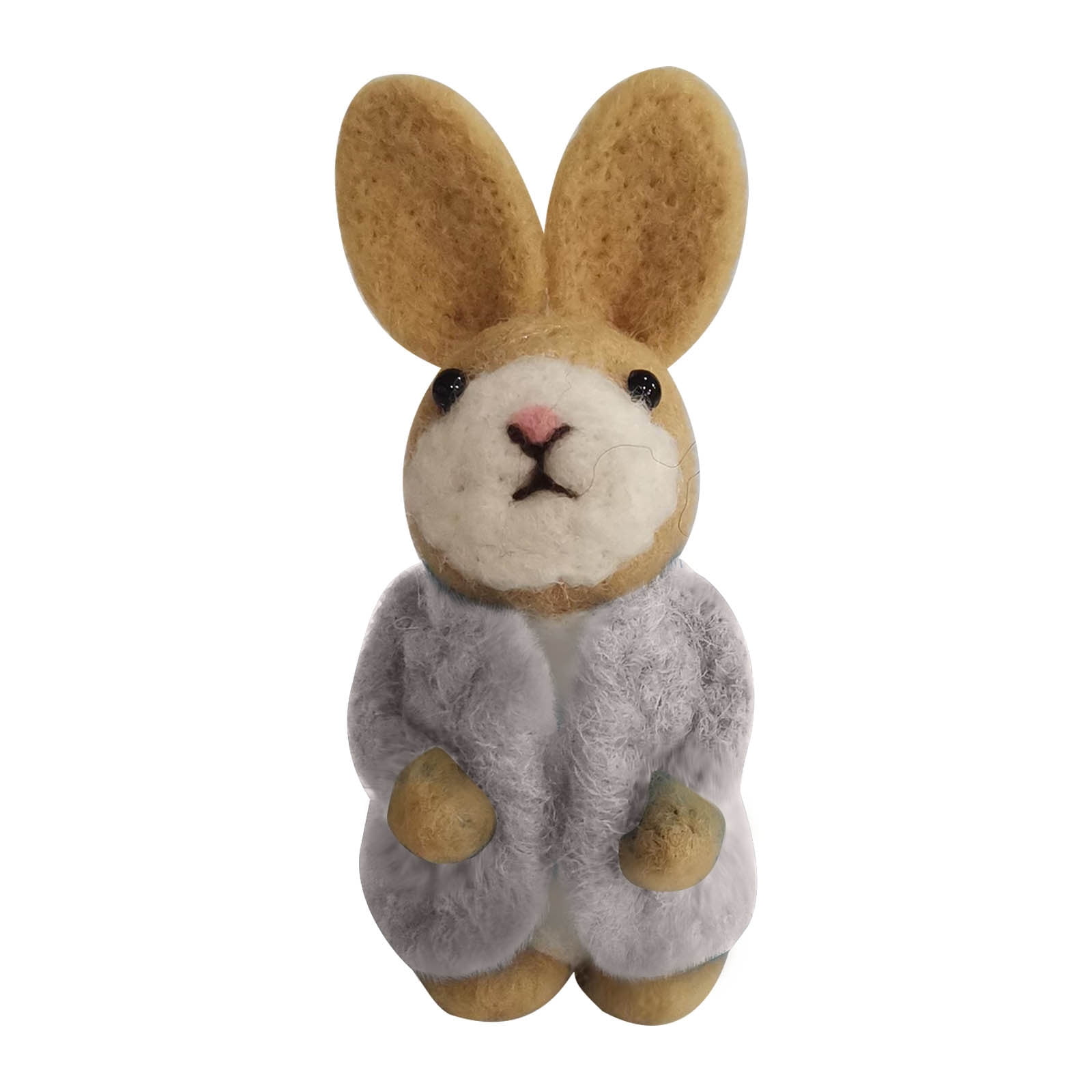 Easter Felt Bunny Ornaments Brown Simulation 3D Rabbit Figures Decor ...