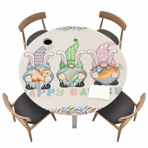 Easter Fitted Tablecloth with Elastic Edged, Round Table Cloth for ...