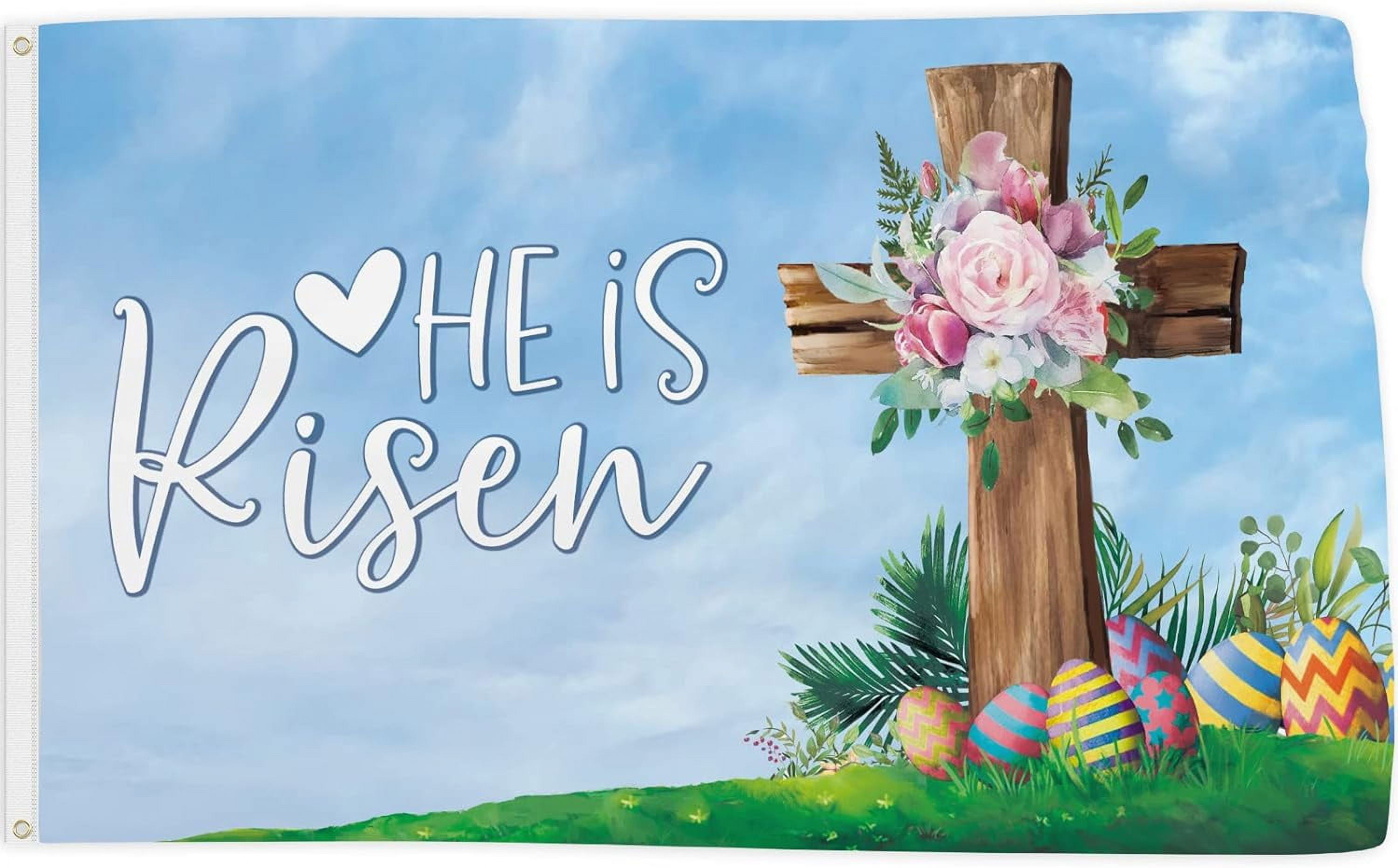 Easter Flag He is Risen Double Printed Happy Easter Flag Decorations ...