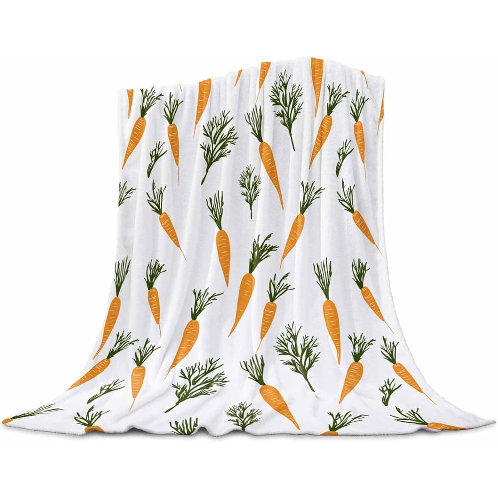 Easter Flannel Throw Blanket 40"x50" - Watercolor Carrot & Spring Leaf ...