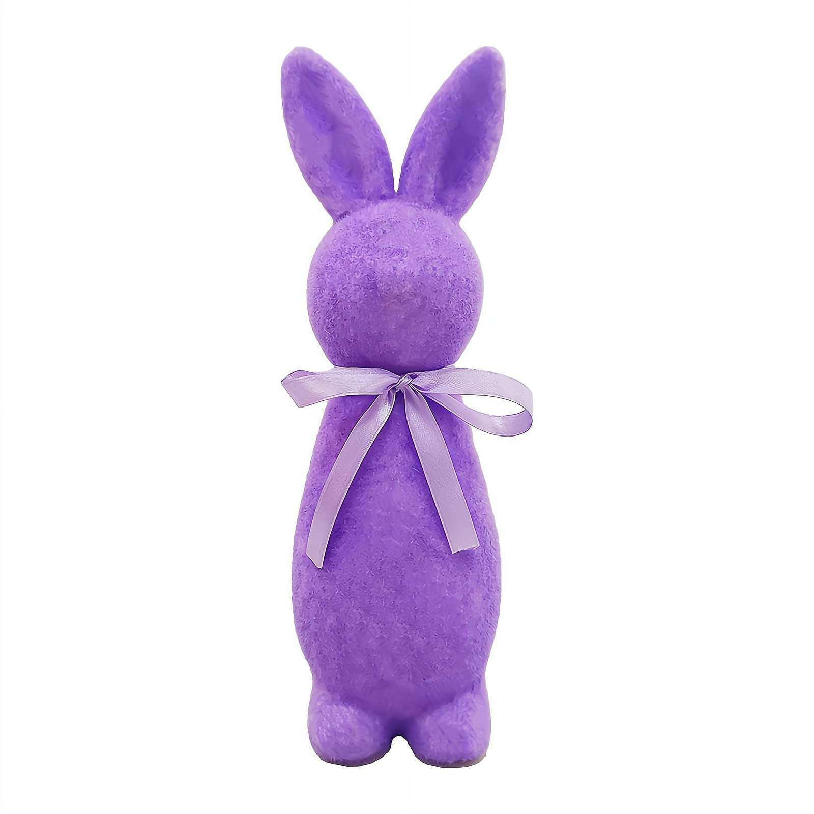Easter Flocked Bunnies, Flocking Rabbit Figurines with Bow Ties ...