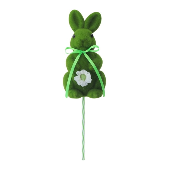 Easter Flocked Bunny Figurine on Stick, Easter Bunny Ornament with ...