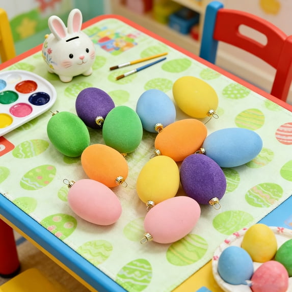 Easter Flocked Eggs Decorations - 2.4In Size Flocked Textured Surface ...