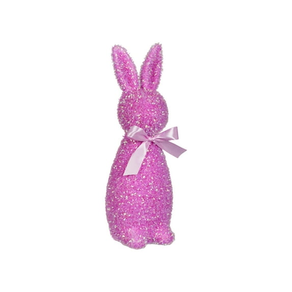 Easter Flocking Plush Bunny Ornament, Flocked Texture With Bowknot ...