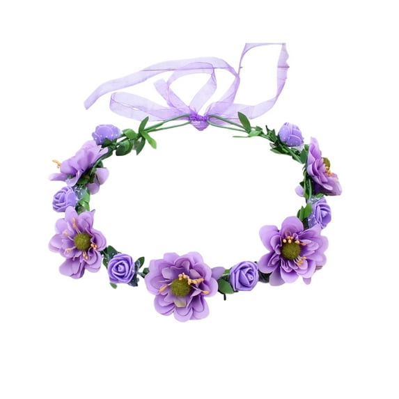 Easter Flower Crown Headband – Artificial Floral Wreath with Green ...