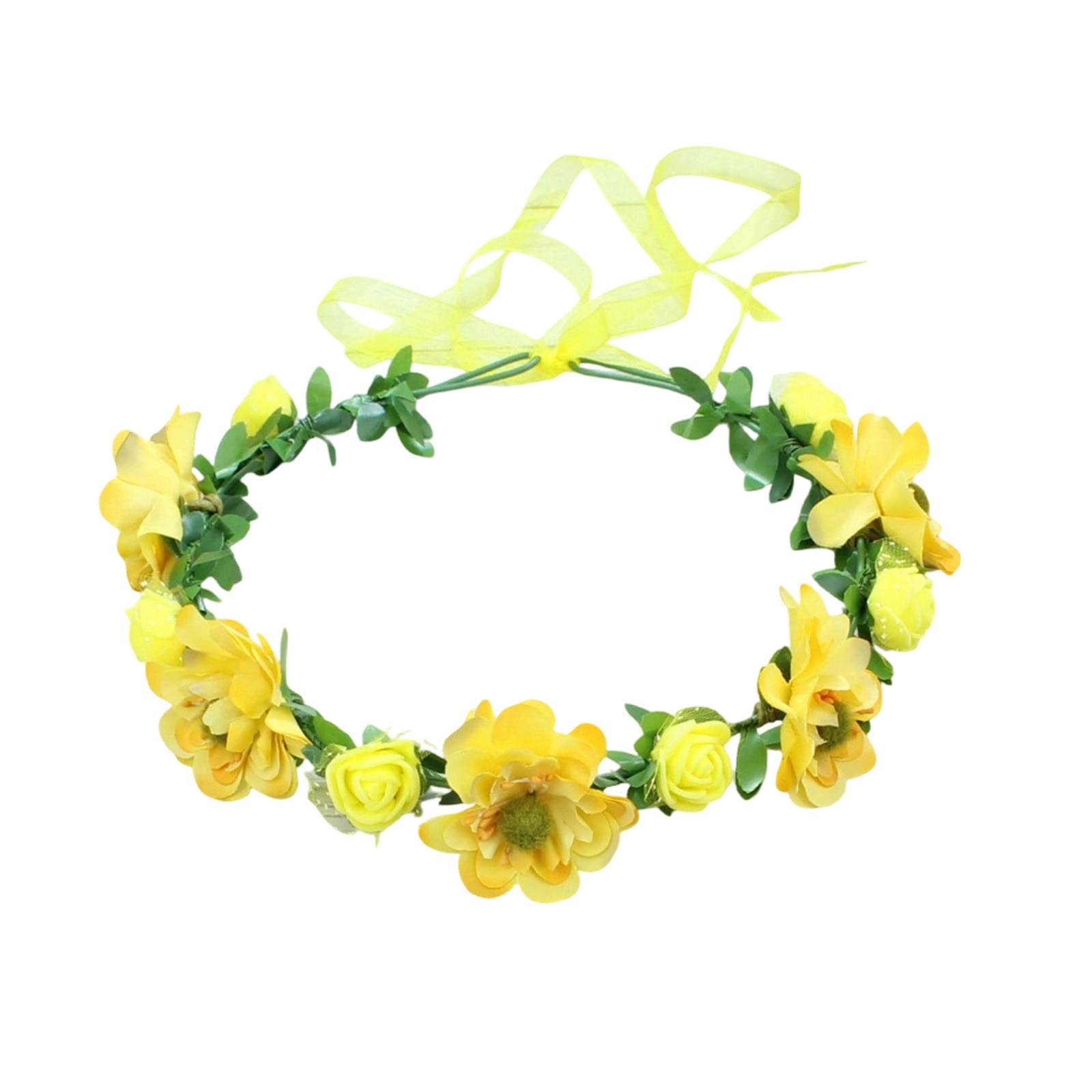 Easter Flower Crown Headband – Artificial Floral Wreath with Green ...